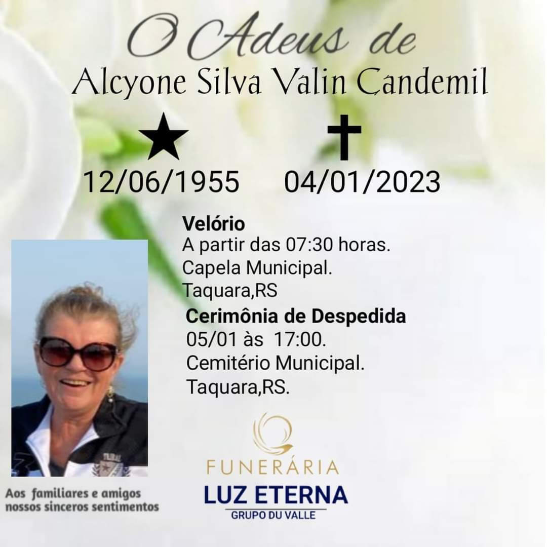 Obituário | Alcyone Silva Valin Candemil | Rede Mais